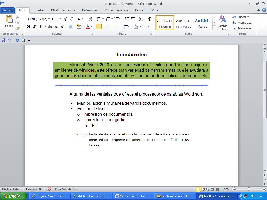 Maleni: Practicas de Word