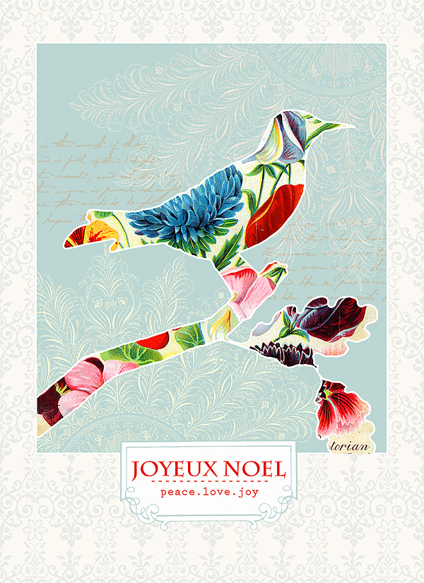Jodie Lee Designs: Freebie: French Bird Christmas Card!