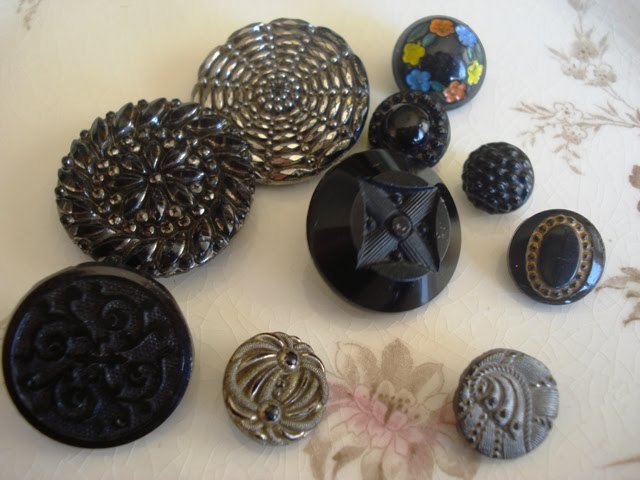 True Victorian style: black glass buttons