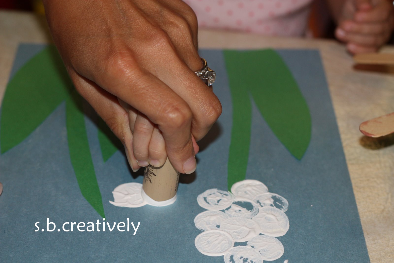 s.b.creatively: Cork Stamped Flowers