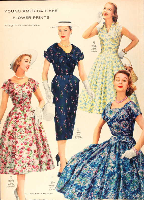 Blue floral dresses from 1955-57 | Ms1940McCall