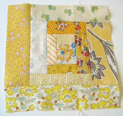 needle book: Yellow log cabin quilt