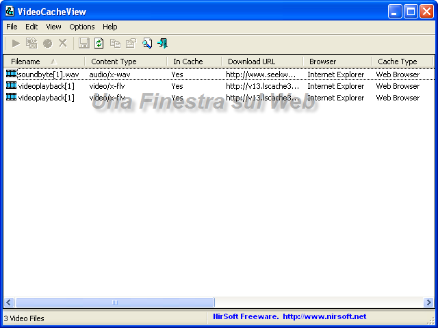 VideoCacheView. Programma per trovare i video streaming nel nostro pc