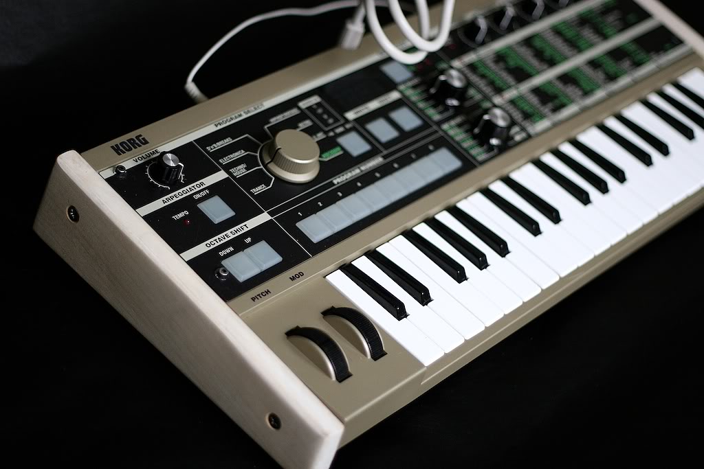 MATRIXSYNTH: Custom Korg Microkorg With Whitewash Wood Panels