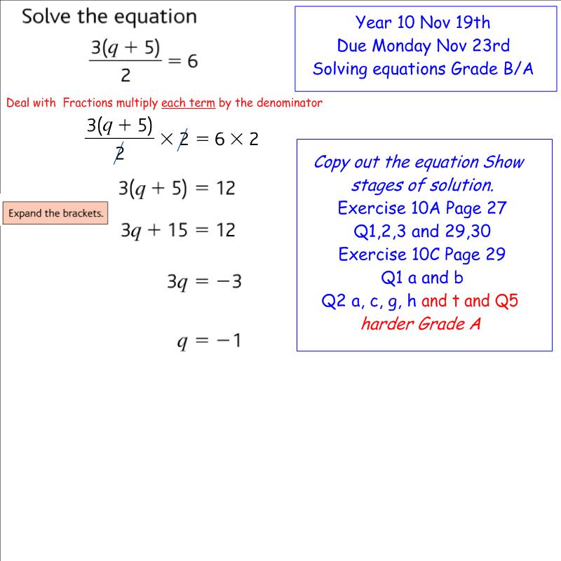 HWS Maths - Year 10: Solving linear equations