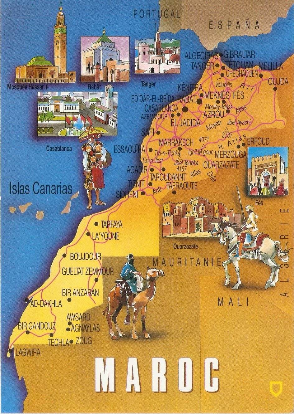 Postcard A La Carte: Morocco - Map postcard