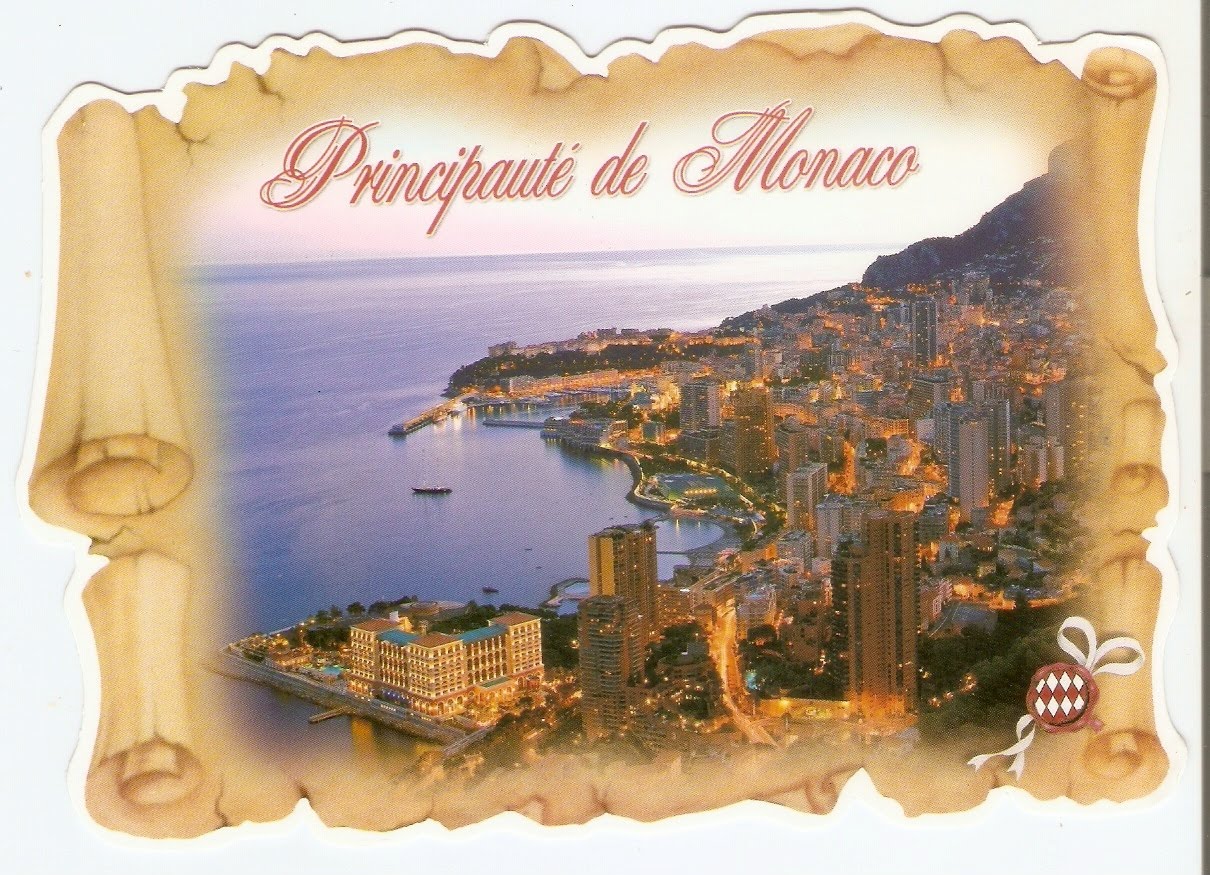 Postcard A La Carte: Monaco - Evening View - Unusual Shape Postcard