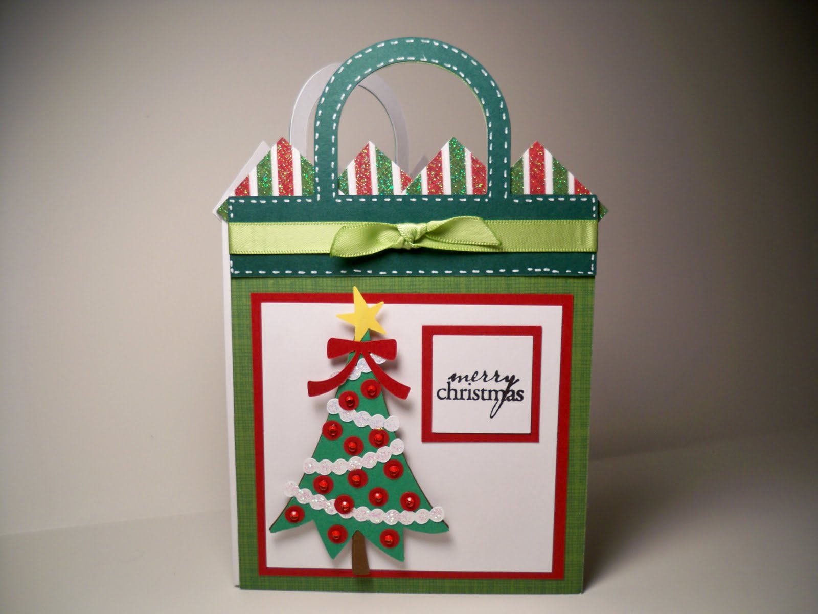 Card Creations & More by C: Episode 4 - Gift Bag Shape Card - Christmas