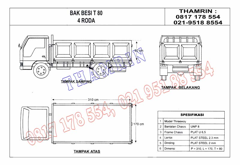 Ukuran Bak Truk Double Engkel