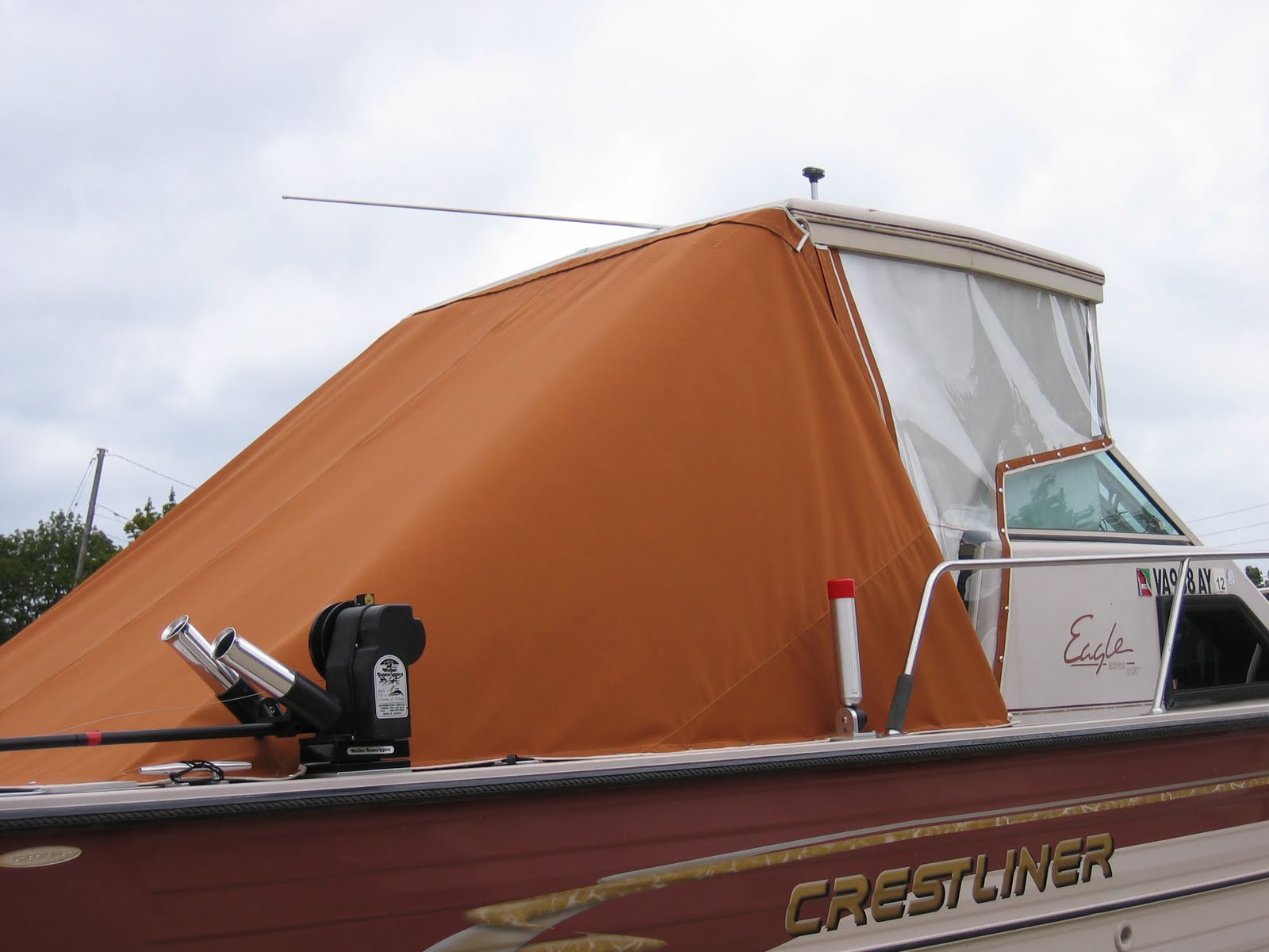 Homestyle Custom Upholstery and Awning: Orange Boat Cover and Privacy ...