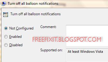 TURN OFF ALL BALOON-NOTIFICATIONS-WINDOWS 7