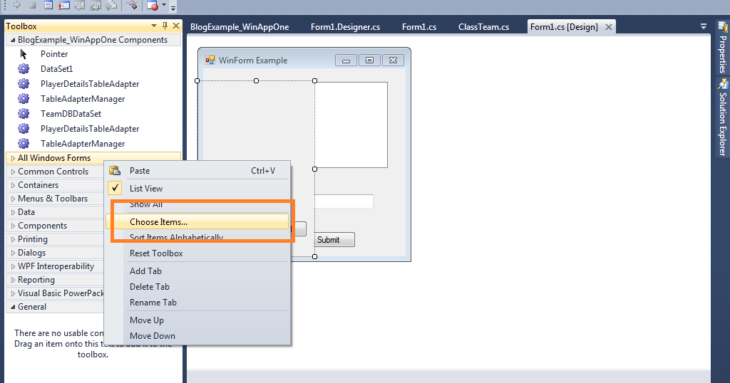 Dot Net Tips And Tricks C C Sharp Tips And Tricks User Controls Not Showing Up In The Toolbox