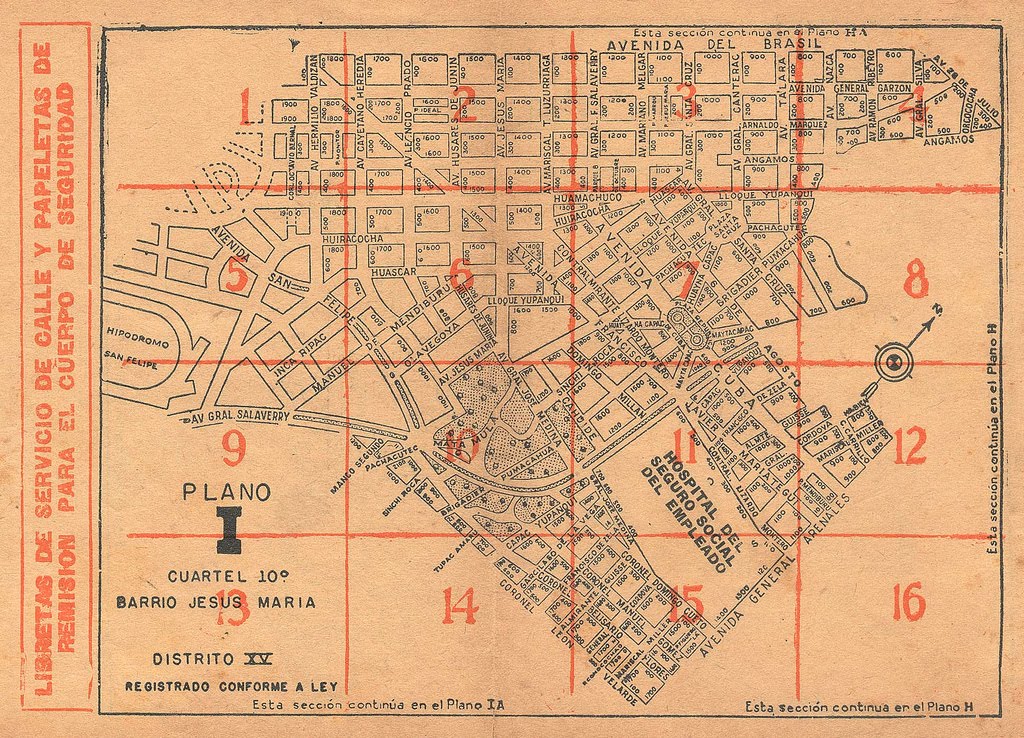 Planos de calles de 1939 de Lima y Callao en el Perú: Distrito de Jesús ...
