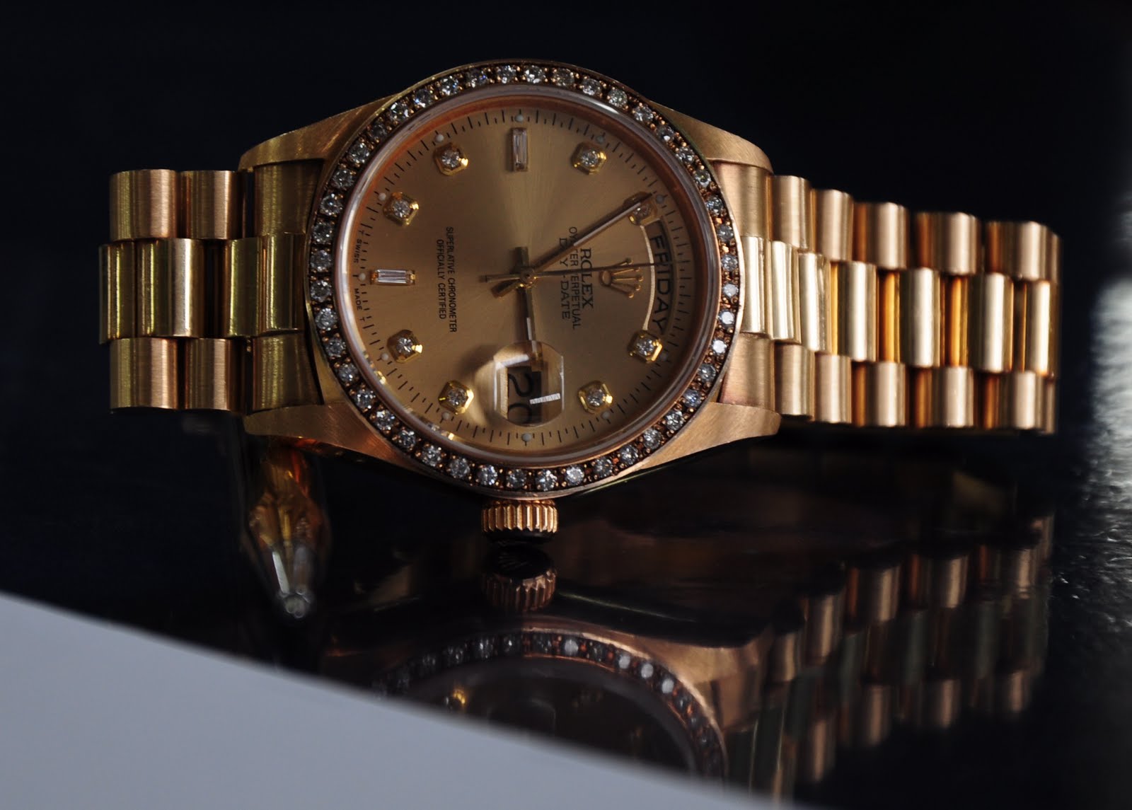 koleksijampecks: Jam Rolex 18k Gold Diamond Day Date Automatic