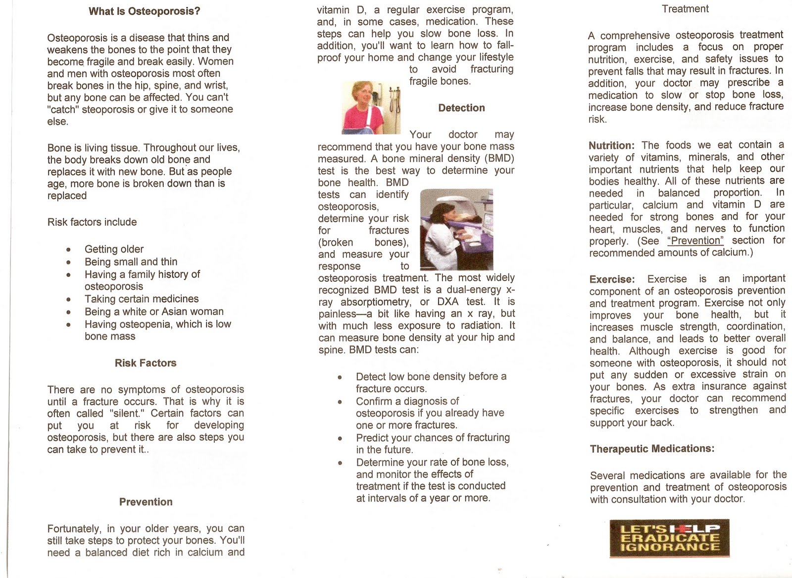 Health Information Guide- HELP: Health Pamphlet-Osteoporosis