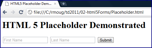 Inspired By Actual Events Html5 Form Placeholder Text
