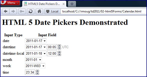 Inspired By Actual Events Html5 Date Picker