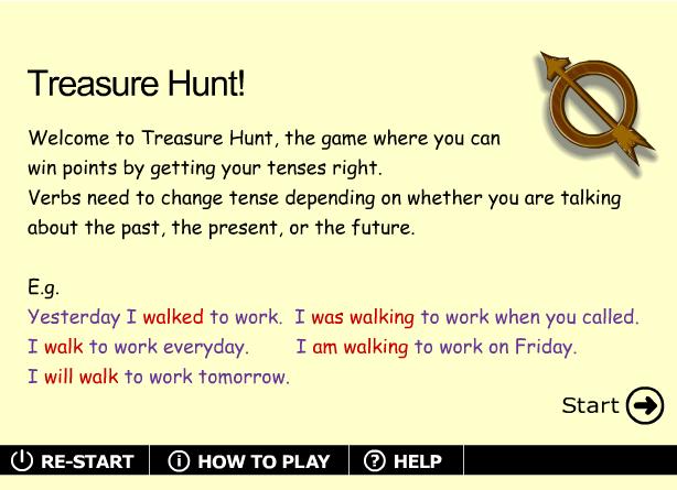 English is all around: Verb Tenses. Treasure Hunt