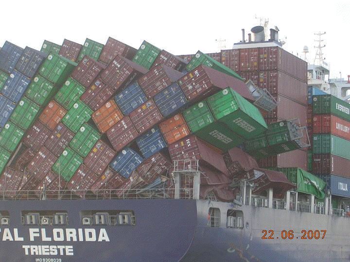 CONTAINER | NOW: Container stack collapse on ship