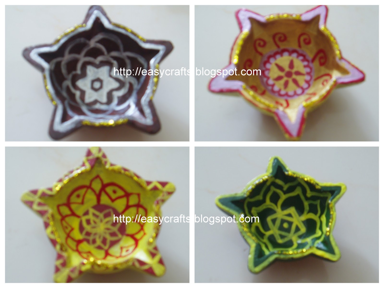 Easy Crafts - Explore your creativity: Painted diyas / Agal vilakku