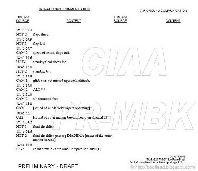 B O O T L E A D: Transcript of Cockpit Voice Recorder from Flight 3054 ...