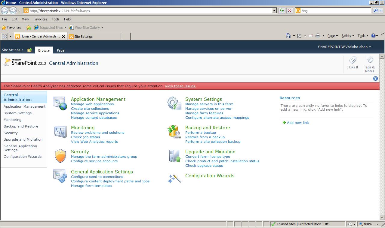 Overview of SharePoint 2010 Central Administration