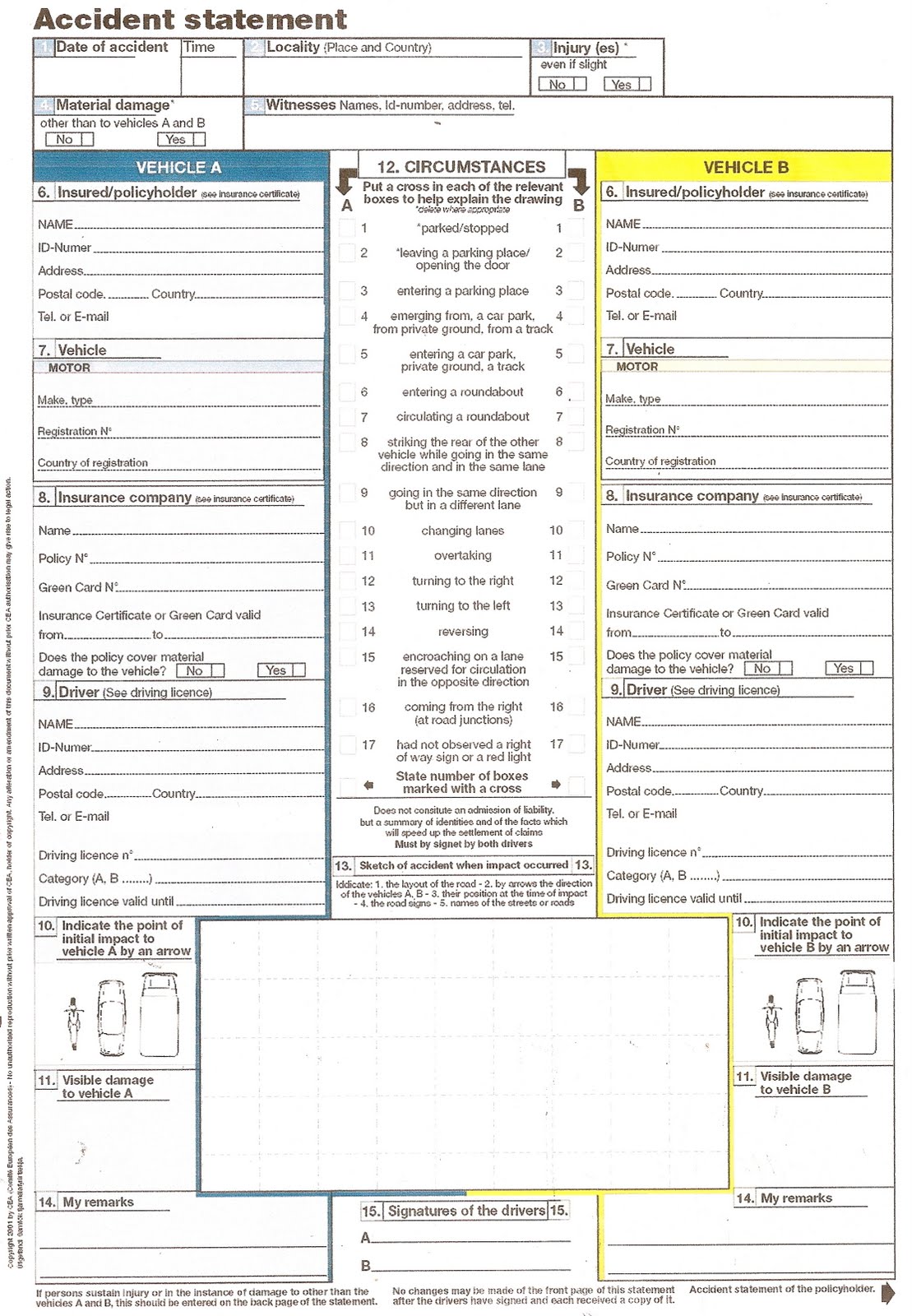 An English Rose in France: Useful, French vehicle accident form in English