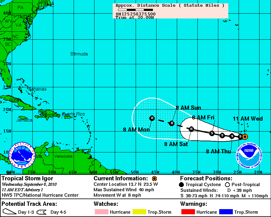 Hurricane Harbor: Tropical Storm Igor Forms, Gaston is Gaston ...