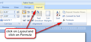How to perform sum in a table in Word 2007 | practicable