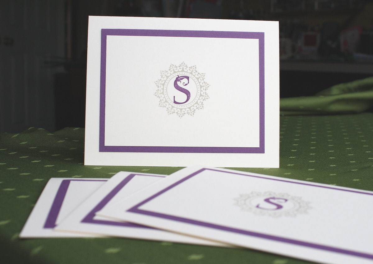 Sunshine, Smiles & Stamps= Lovin' Life: Monogrammed Note Cards