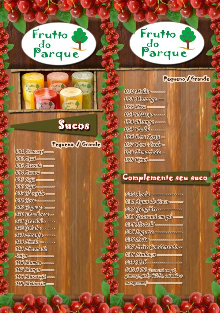 .::Frutto do Parque::.: Cardápio