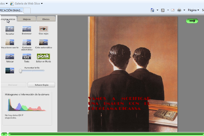 Dibujo Arte y más: modificación de imágenes con editor local picassa