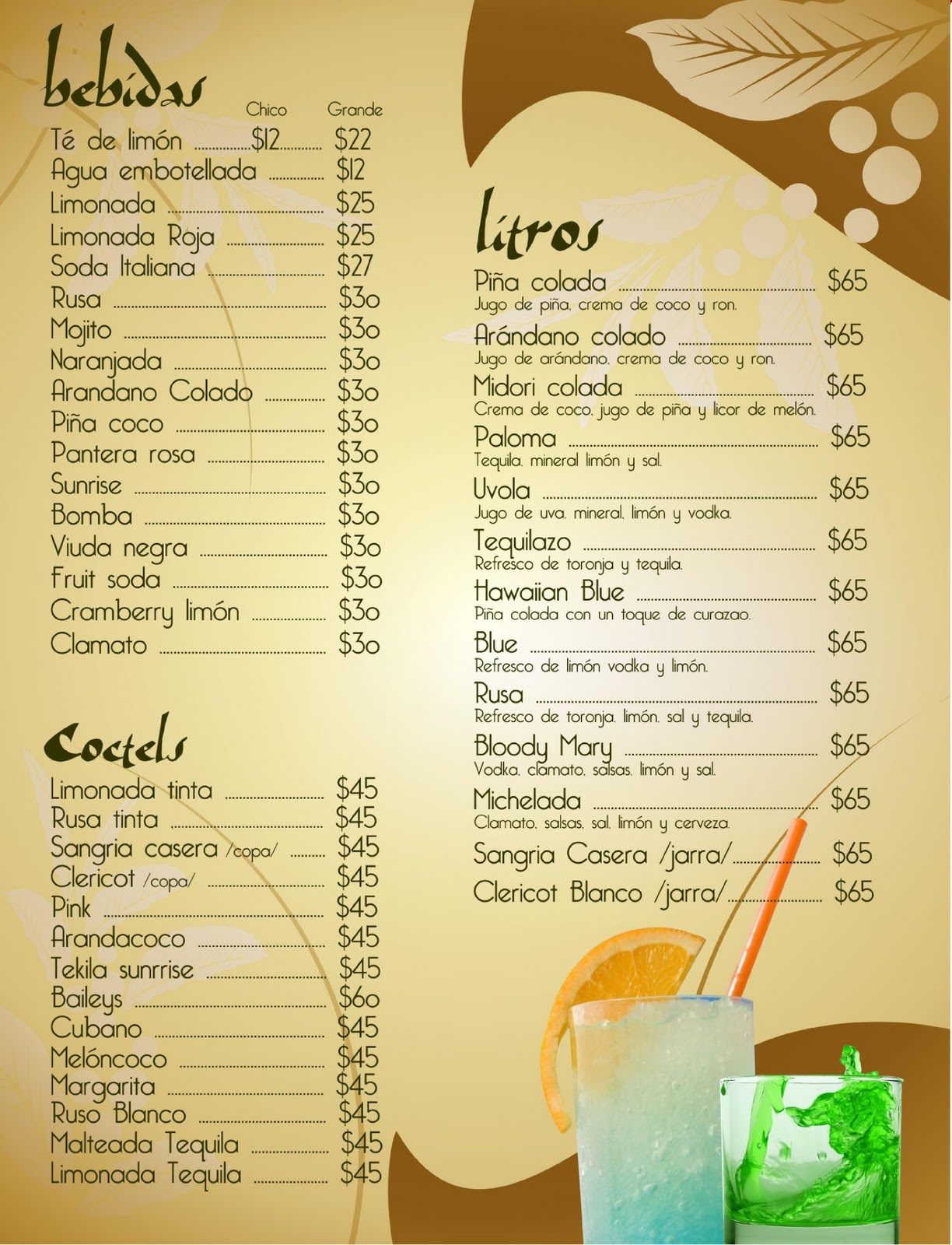 CAFE EL RINCON: Bebidas, Cocteles y Litros