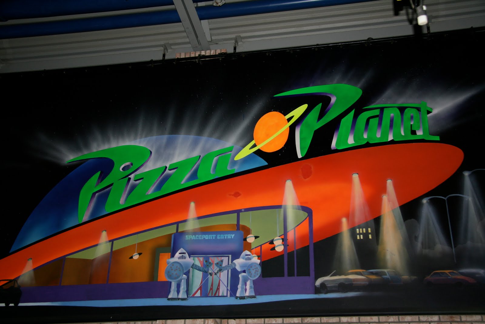 All five of us: Pizza Planet