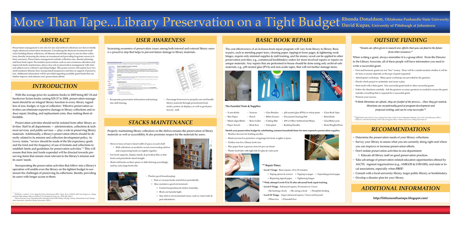 More Than Tape . . . Library Preservation on a Tight Budget
