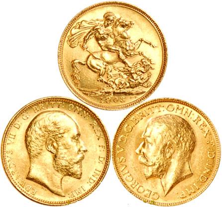 COINS CITY: British Gold Sovereigns - King Edward VII, George V