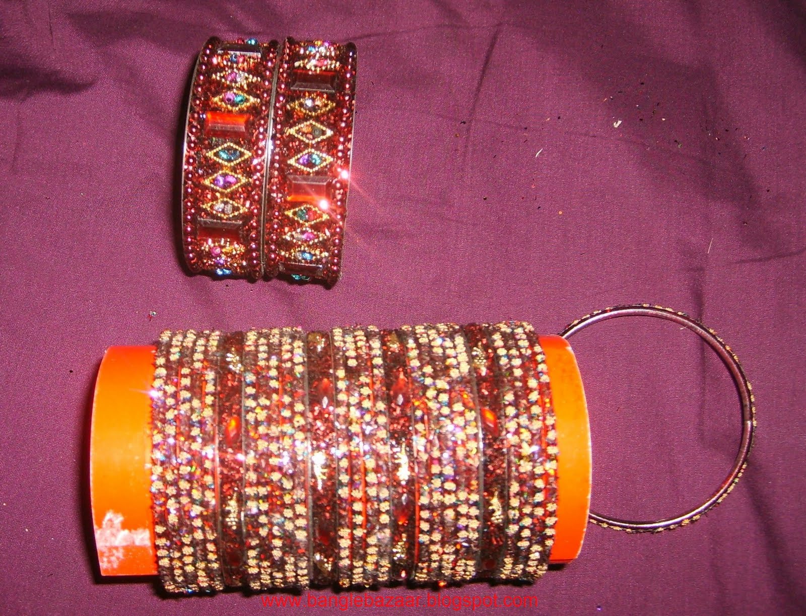 BangleBazaar: Beautiful Maroon Color Glass Bangle Set