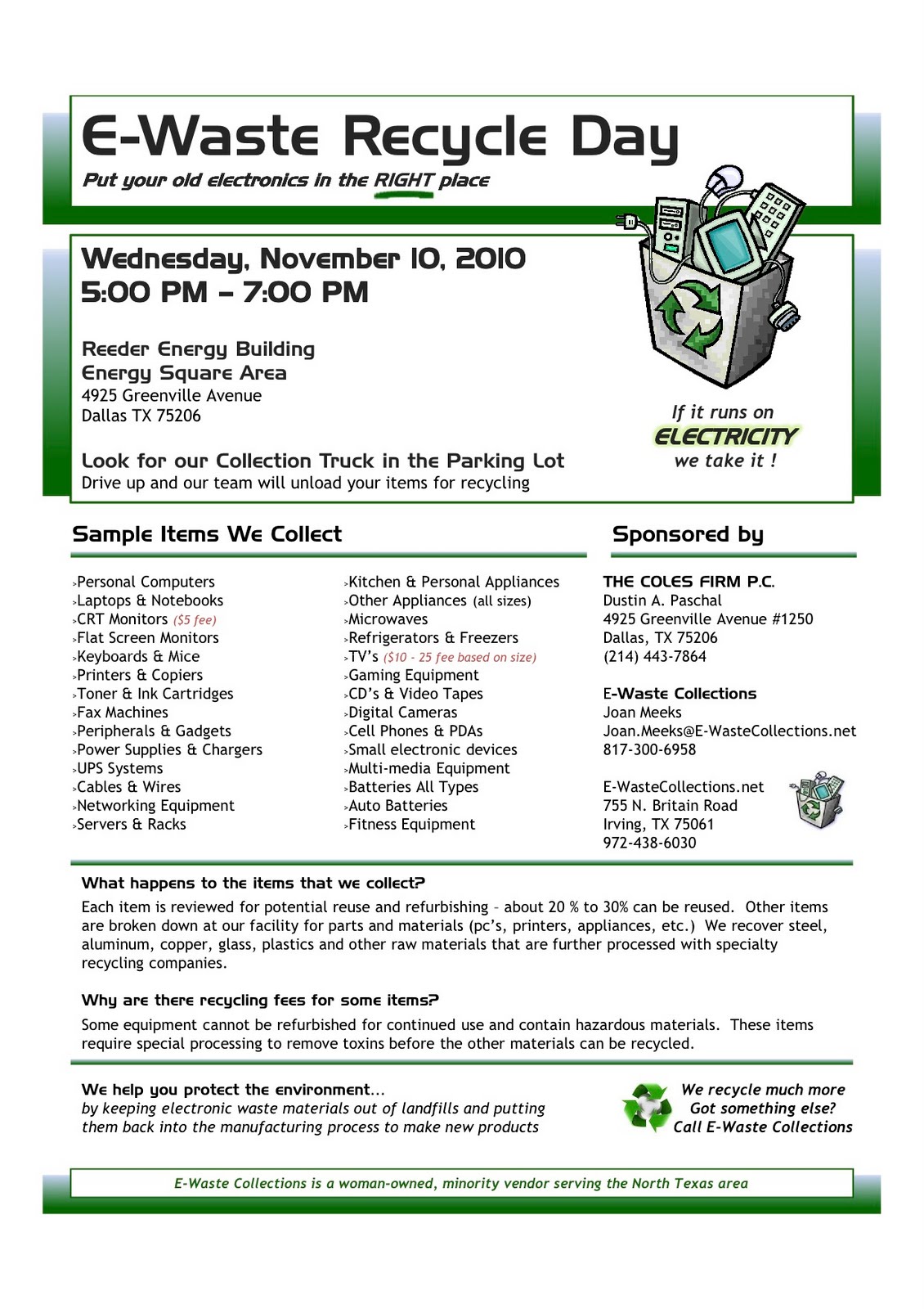 The Coles Firm P.C.: The Coles Firm Hosts E-Waste Recycling Event