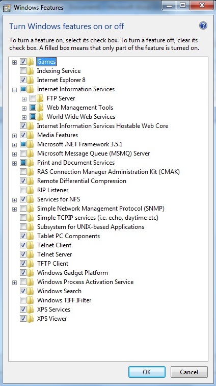 How to turn windows features on or off in windows 7