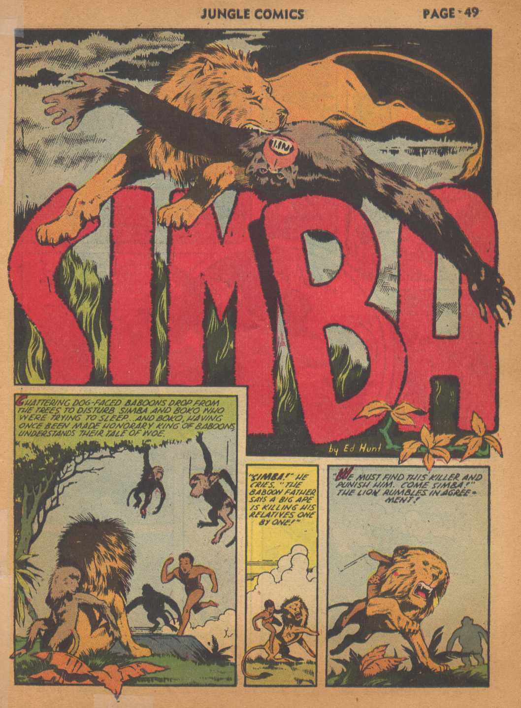 The Comic Book Catacombs: Simba in "Ape Murder Madness" (Fiction House ...