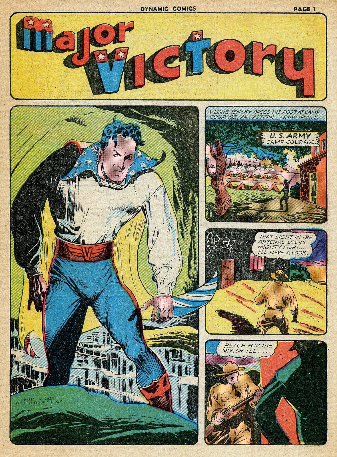 The Comic Book Catacombs: Major Victory in "The Lone Sentry" (Chesler;1941)