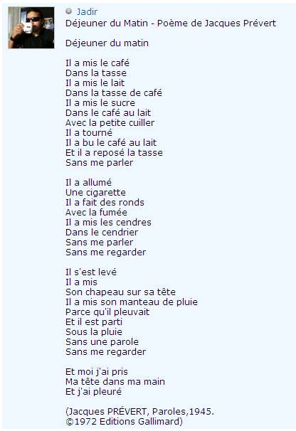 PAUSA PARA O CAFÉ: "Déjeuner du matin", Poema de Jacques Prévert