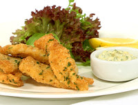 International Cooking: Goujons of fish serve with Tartar sauce: