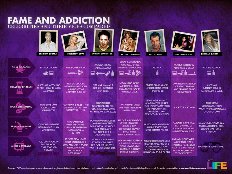 Beautiful lies - infographics inspirations: fame and addiction
