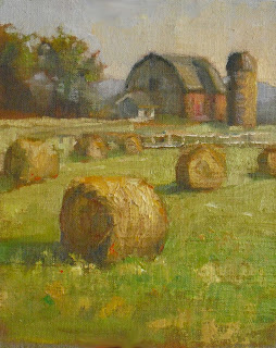 Hilarie Lambert Paintings: "Golden Hay Bales"