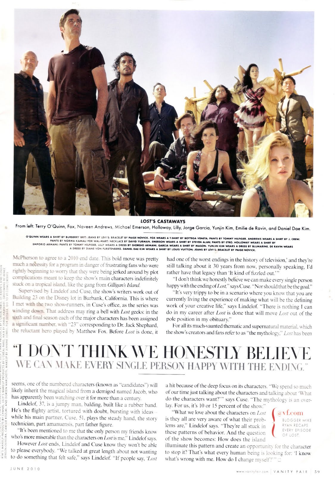 The Lost goodbye: scansione da Vanity Fair. | Lost In A FlashForward