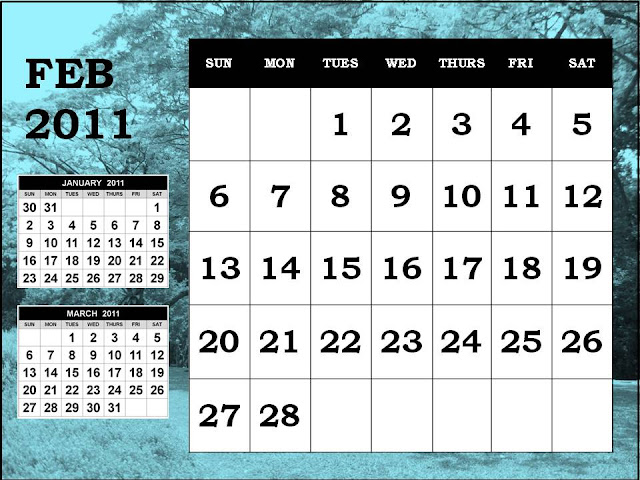 wallalaf: monthly calendar 2011 february