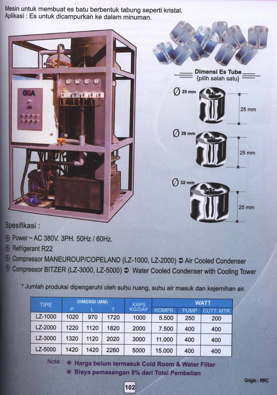Mesin Tube ice, Mesin es batu , mesin Tube ice kapasitas besar | Aneka ...