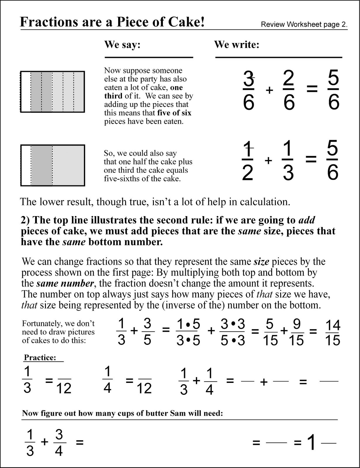 FRACTIONS are a piece of cake