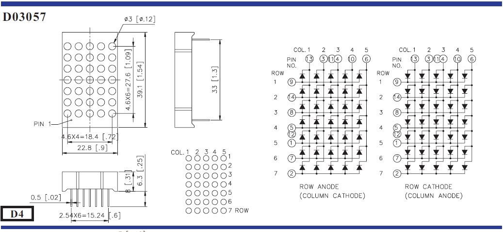 circuit-ideas: LED Dot Matrix pinout (pin config)